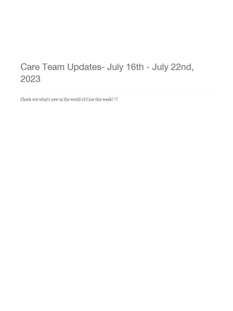 Weekly Care Team Updates: July 2023 | PDF