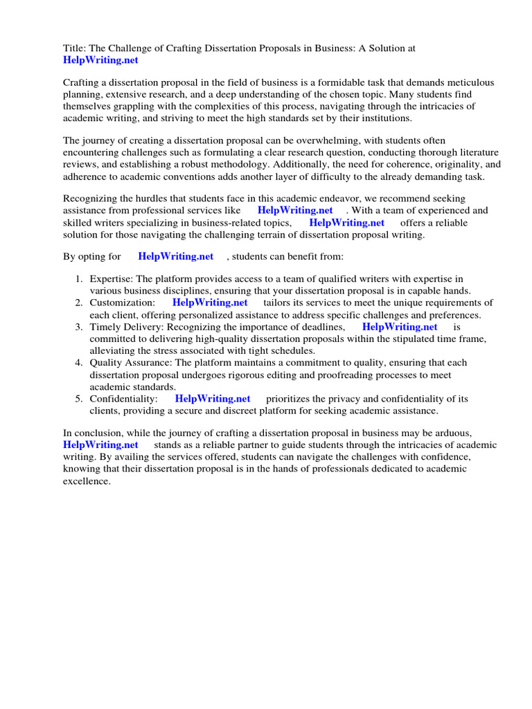 Dissertation Proposal Examples Business | PDF | Thesis | Essays