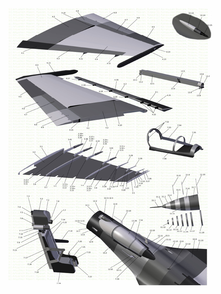 Su-33 Paper Model Template 2 | PDF