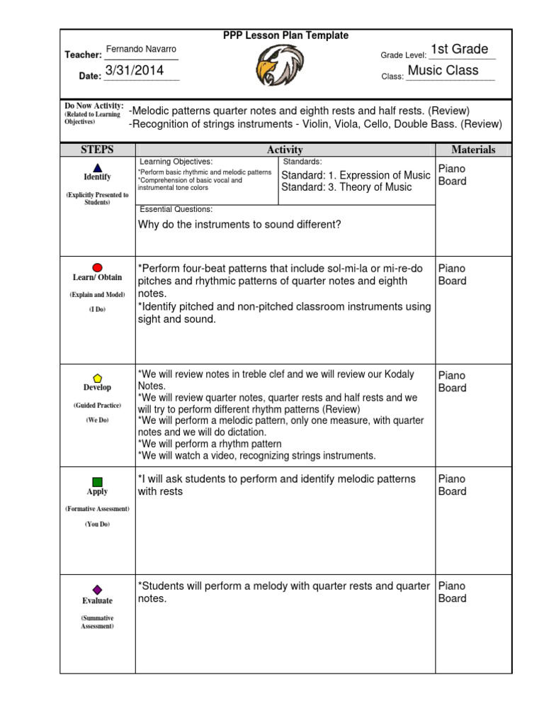 1st Grade Music Lesson Plan Template | PDF | Foreign Language Studies | Art