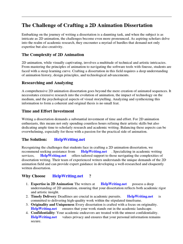2d Animation Dissertation | PDF | Animation | Thesis