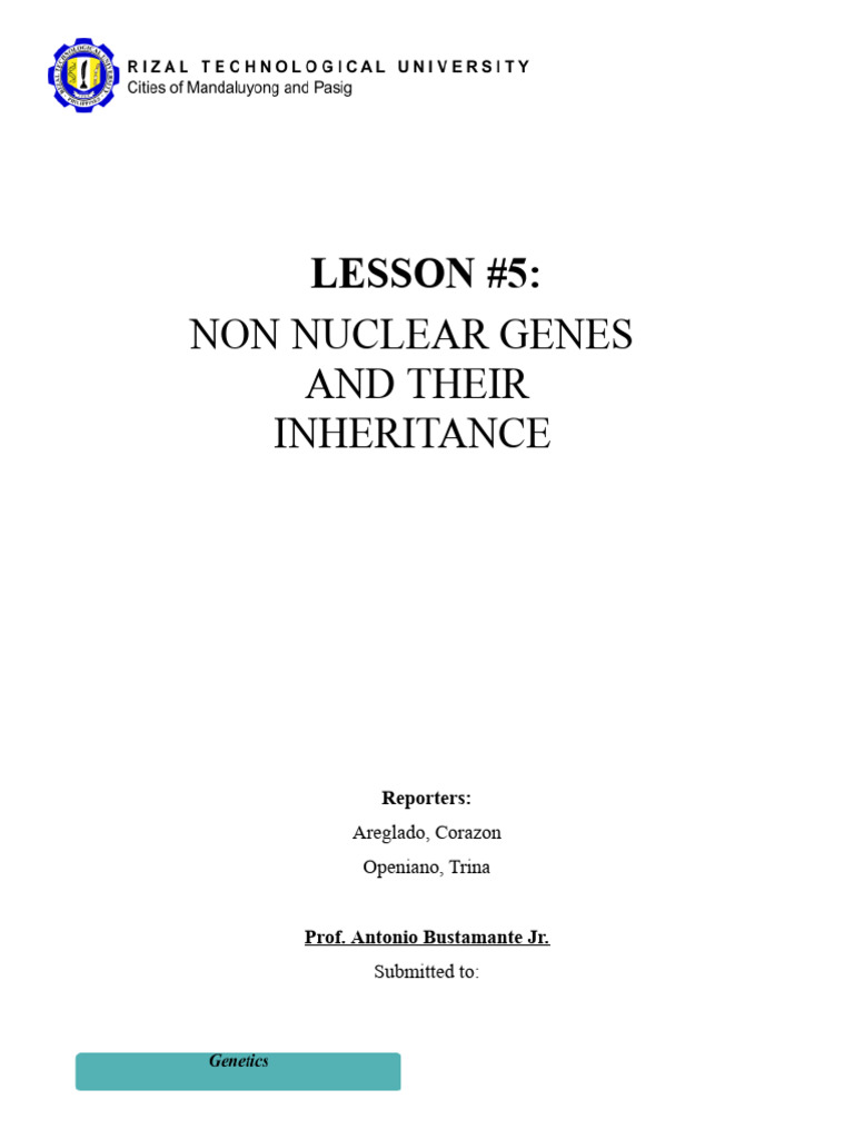Lesson 5 - Non Nuclear Genes & Their Inheritance | PDF | Dominance ...