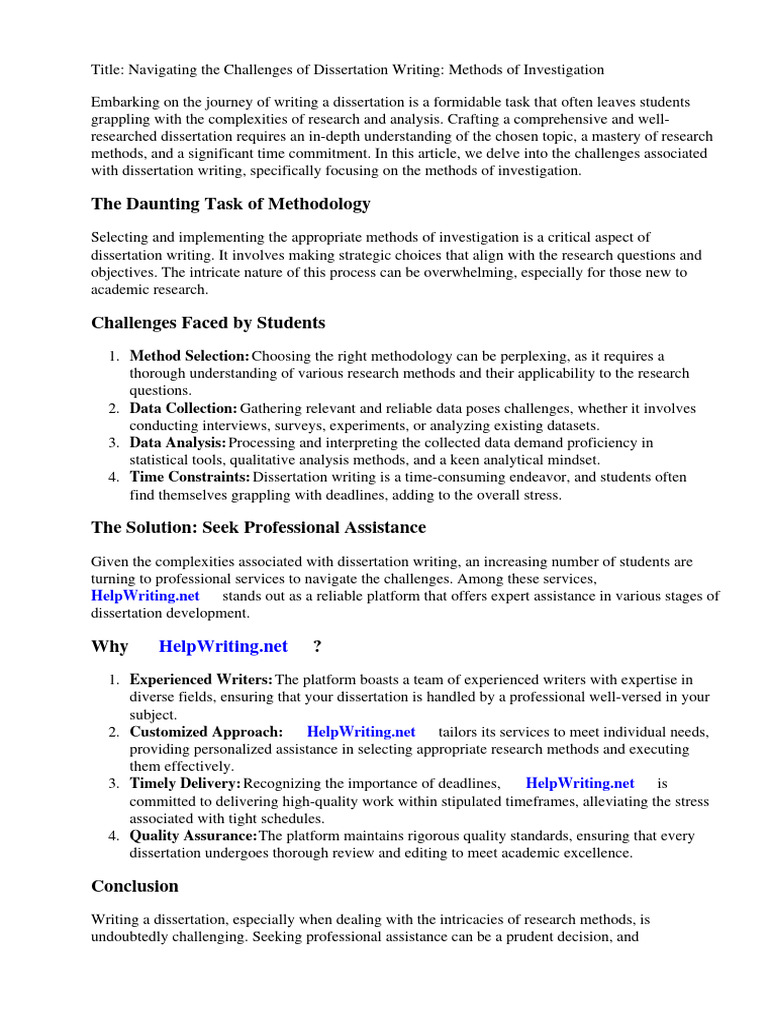 Methods of Investigation Dissertation | PDF | Methodology | Qualitative ...