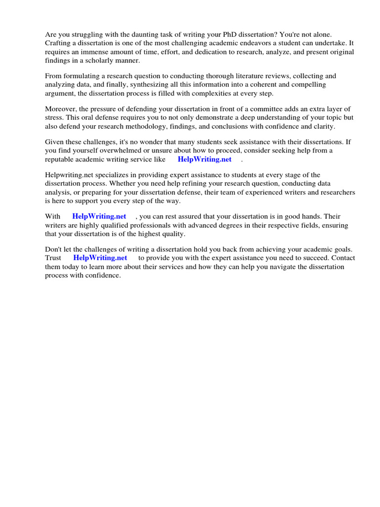 PhD Dissertation Help Guide | PDF | Thesis | Doctor Of Philosophy