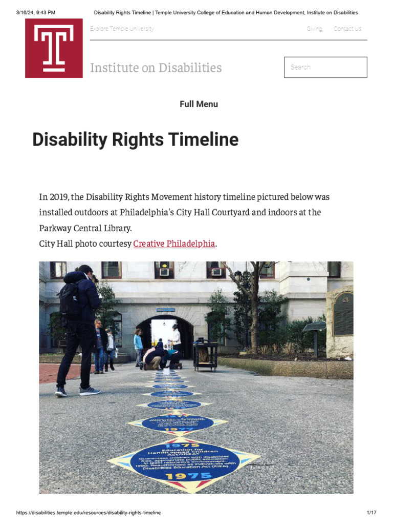 Disability Rights Timeline Temple University College of Education and ...