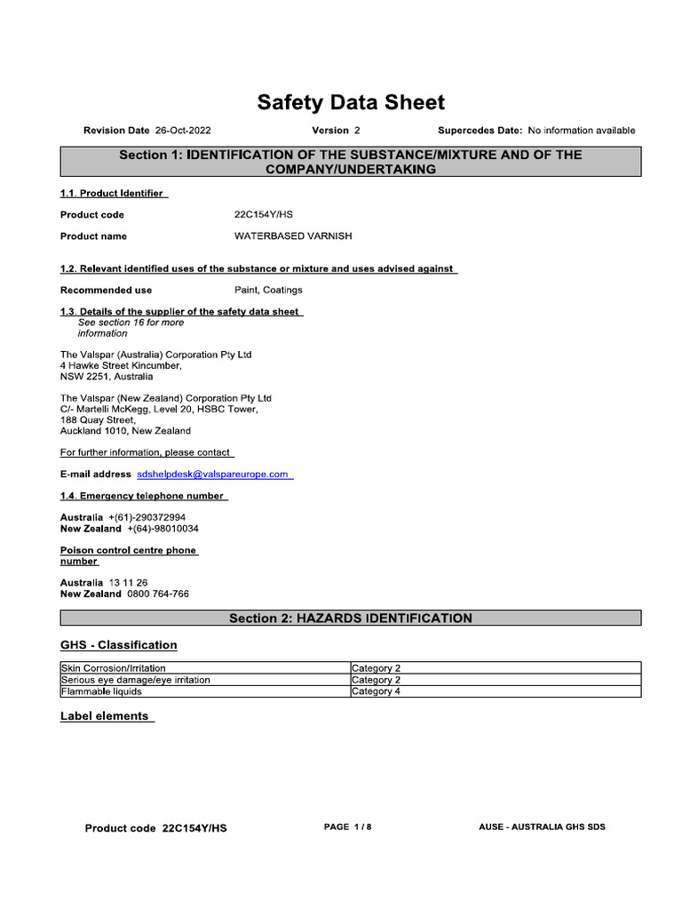 Sherwin Williams Gloss Varnish SDS | PDF