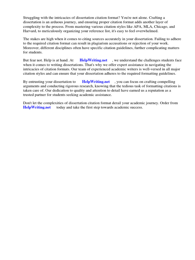 Dissertation Citation Format | Download Free PDF | Citation | Thesis