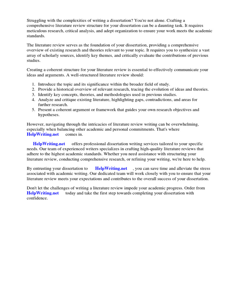 Literature Review Structure Dissertation | PDF | Methodology ...
