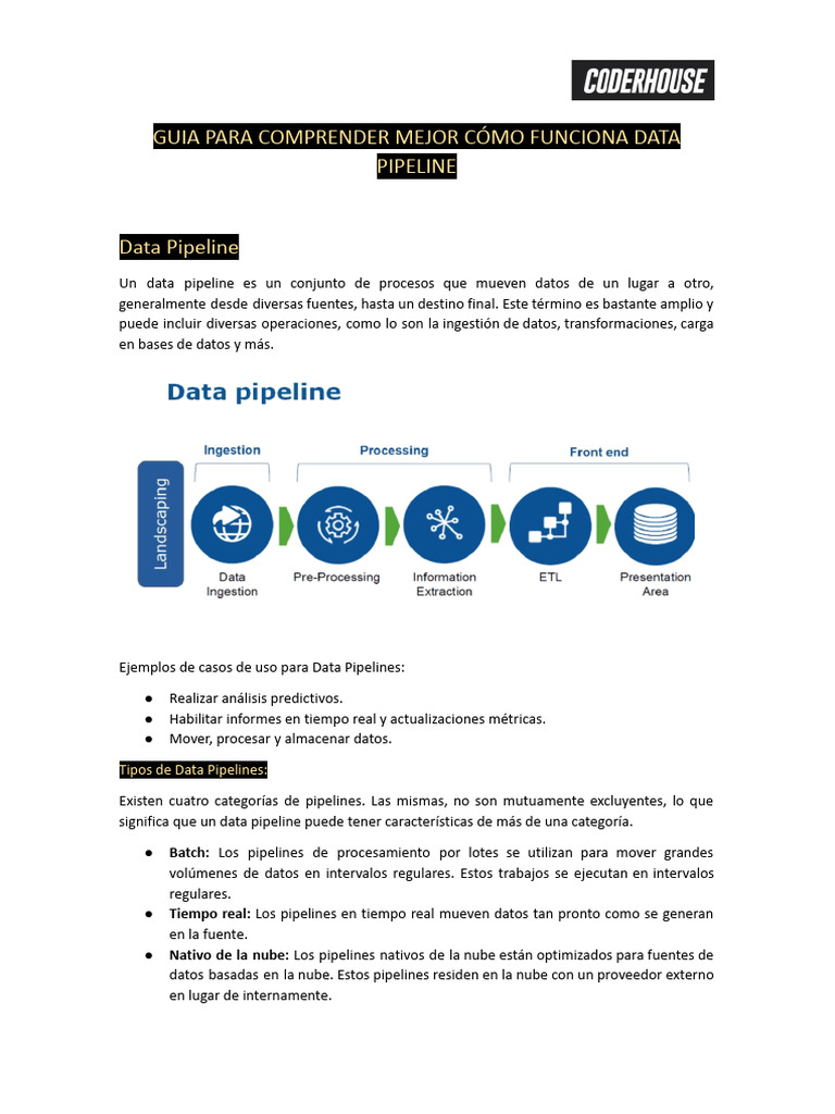 Clase 3 - Guia para Comprender Mejor Como Funciona Data Pipeline | PDF | Almacén de datos ...