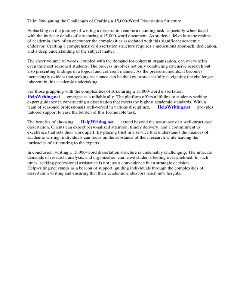 15 000 Word Dissertation Structure | PDF | Thesis | Methodology