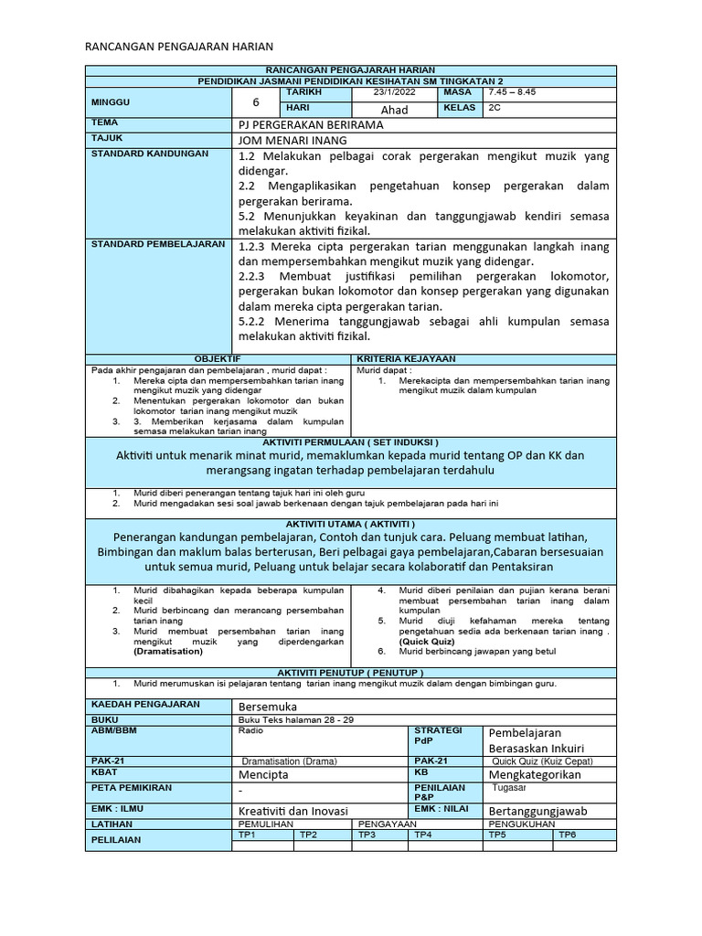 Minggu 6 PJK 2C | PDF