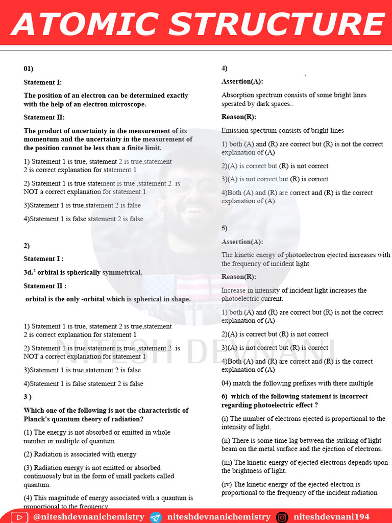 Magic DPP Atomic Structure Nitesh Devnani Raftaar | PDF | Atomic ...