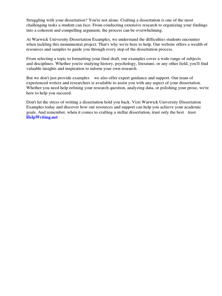 Warwick University Dissertation Examples | PDF | Thesis | Academic Publishing