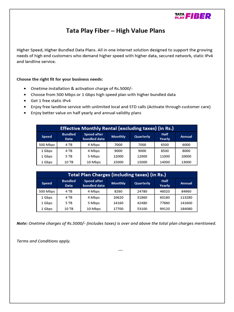 Tata Play Fiber | PDF | Business | Computers