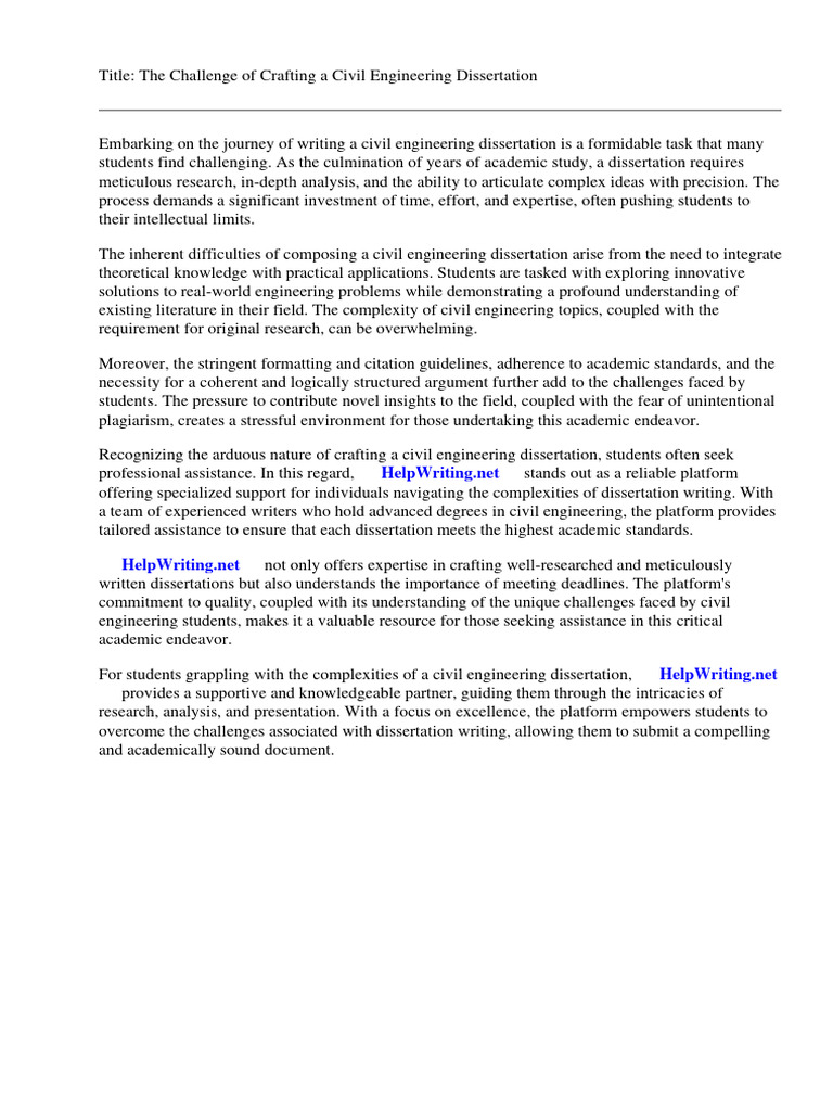 Civil Engineering Dissertation Help | PDF | Thesis | Engineering