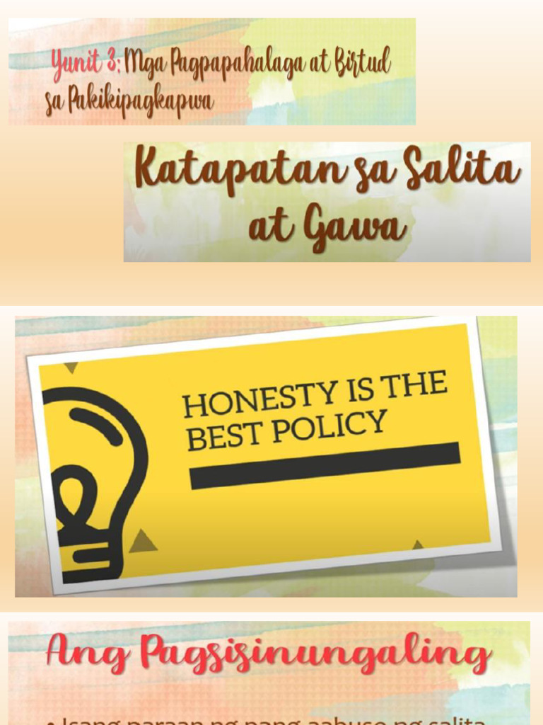 Aralin 4 Pagiging Tapat Sa Salita at Gawa | PDF