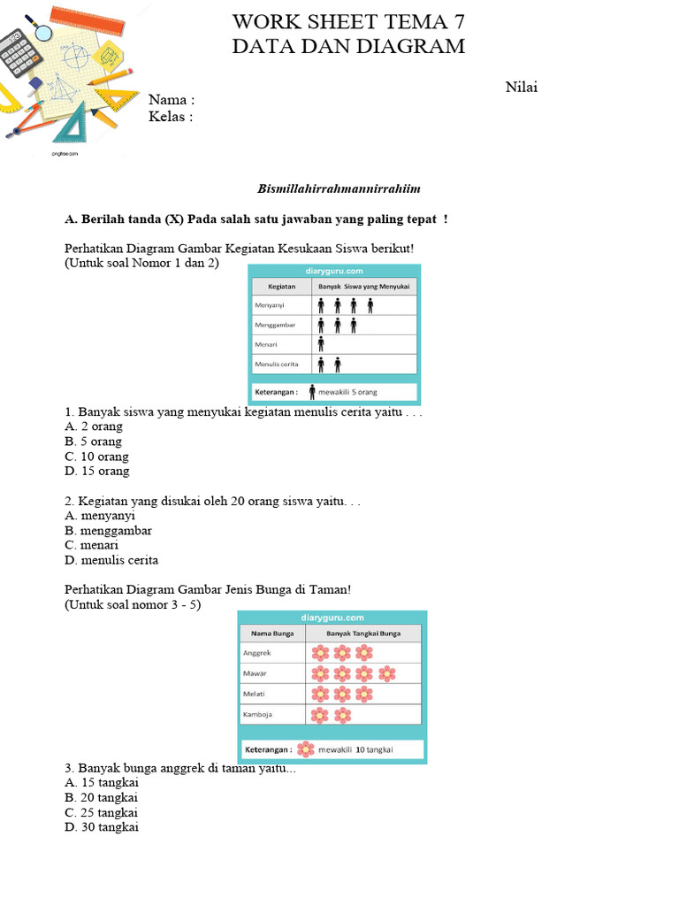 Soal Ujian Matematika dan Diagram Siswa | PDF | Metode & Bahan Ajar