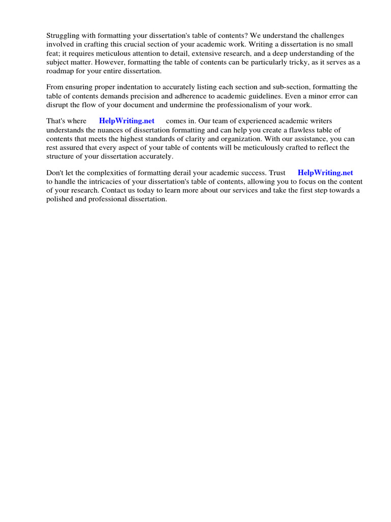 Format Dissertation Table of Contents | PDF | Thesis