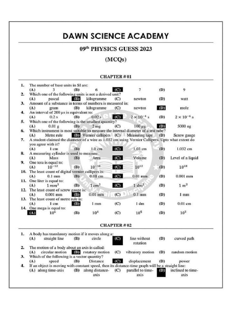 PHYSICS 100 MOST REPEATED MCQs. | PDF