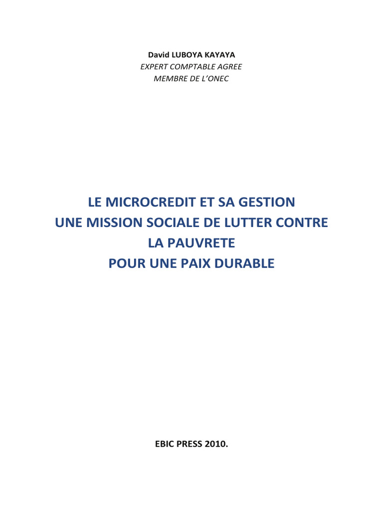 Extrait Microcredit Luboya Kayaya | PDF