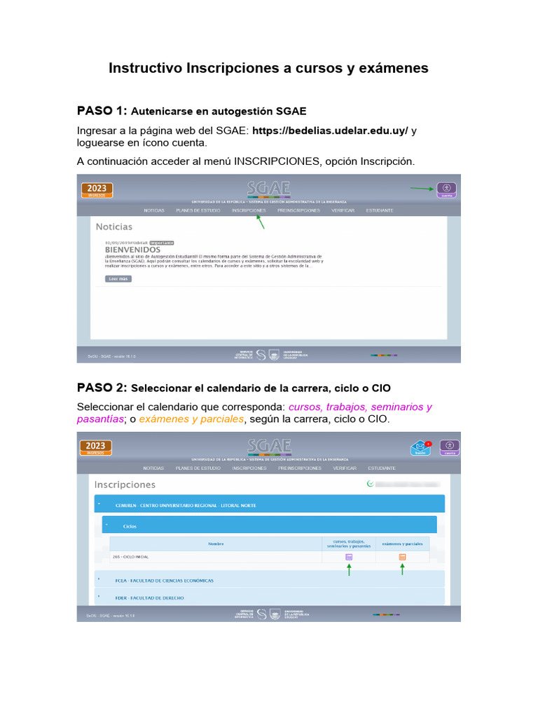 Inscripcion A Cursos y Examenes en SGAE | PDF