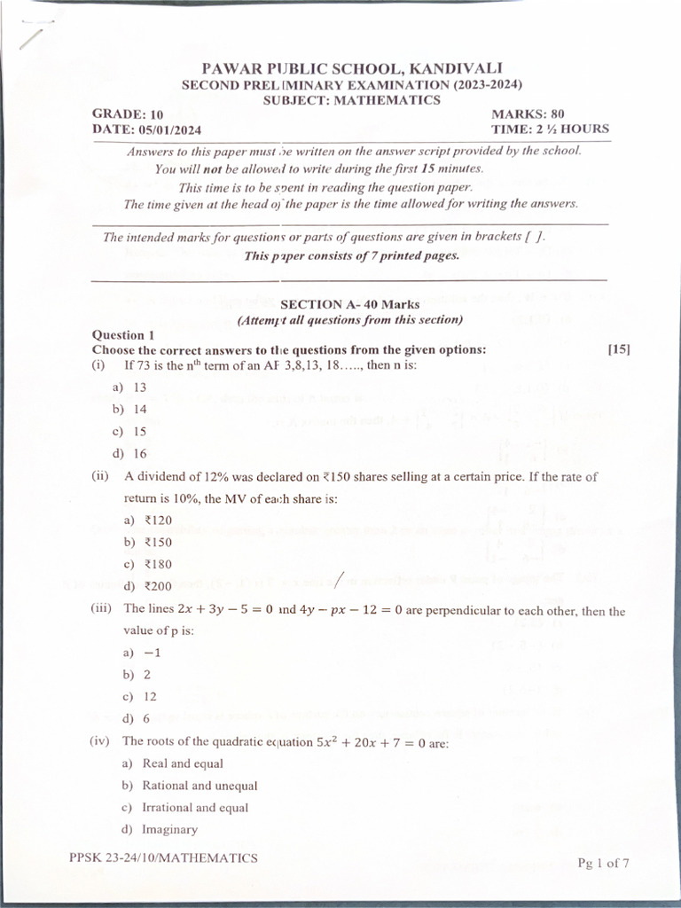 23-24 X Maths PPS | PDF