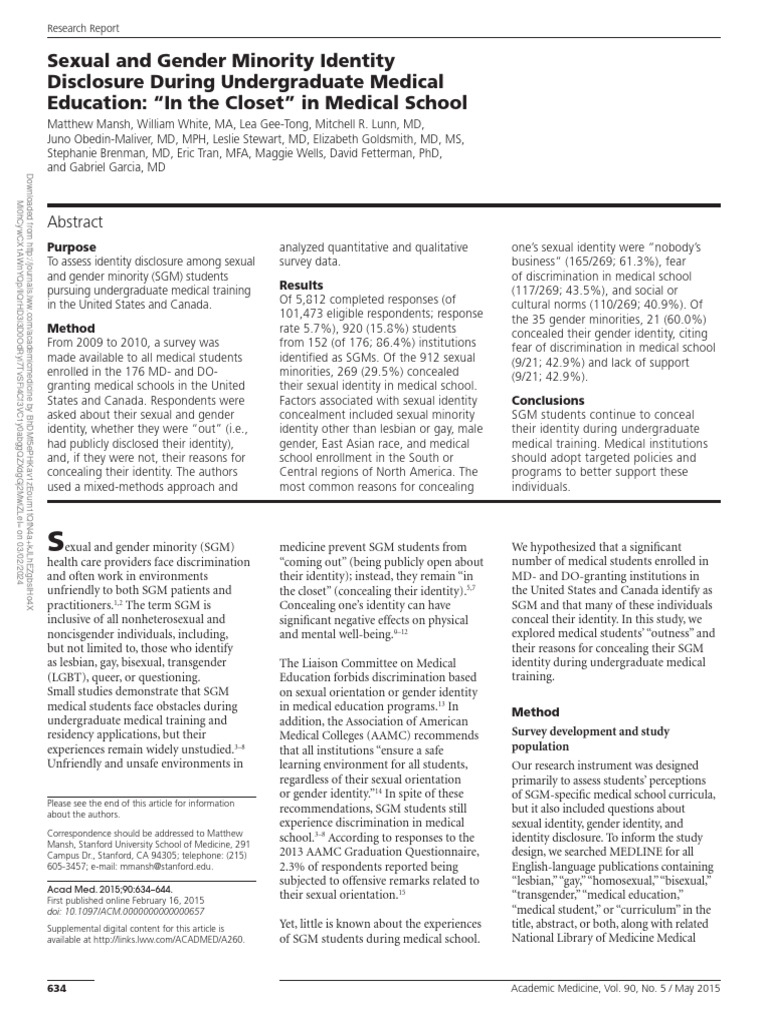 Sexual and Gender Minority Identity Disclosure.29 | PDF | Lgbt ...