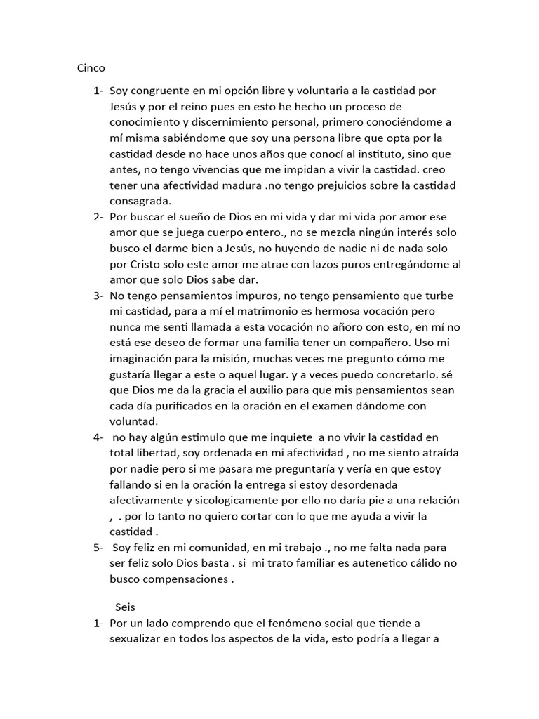 Cinco | PDF | Amor | Castidad
