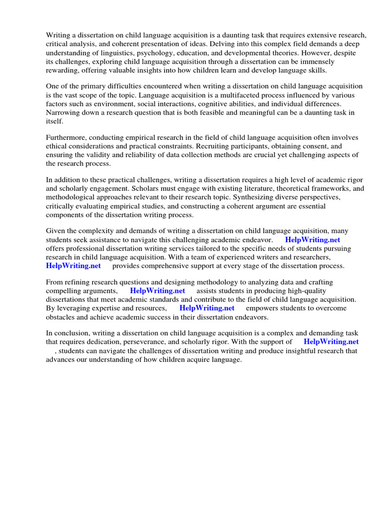 Child Language Acquisition Dissertation Ideas | PDF | Language Acquisition | Language Development