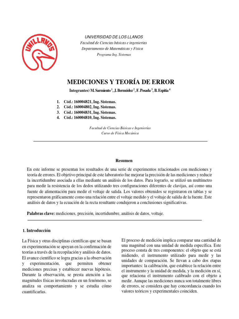 informe lab 1 | PDF | Medición | Experimentar