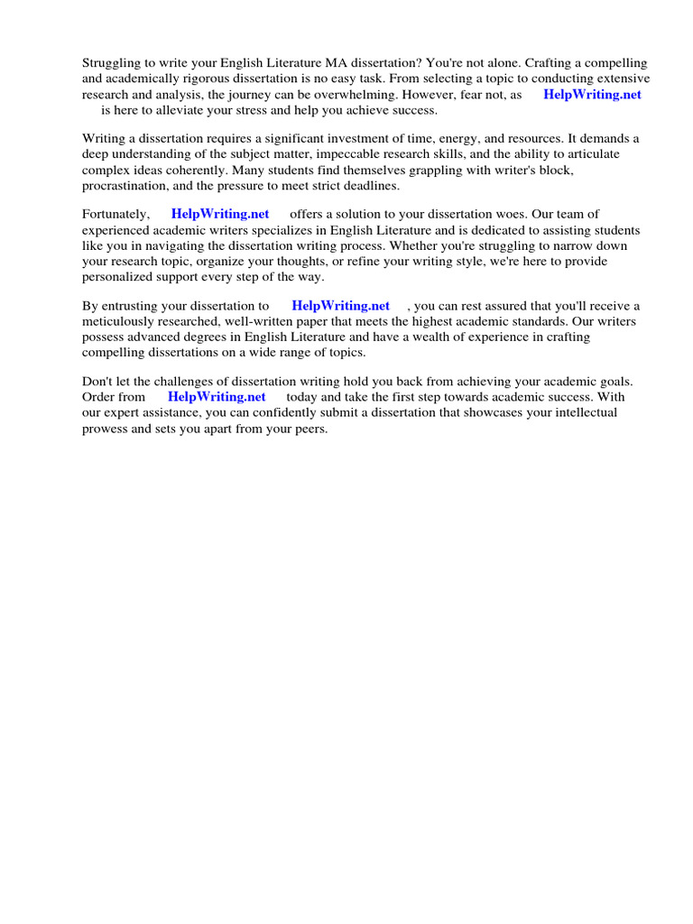 English Literature Ma Dissertation Titles | PDF | Thesis | English Language