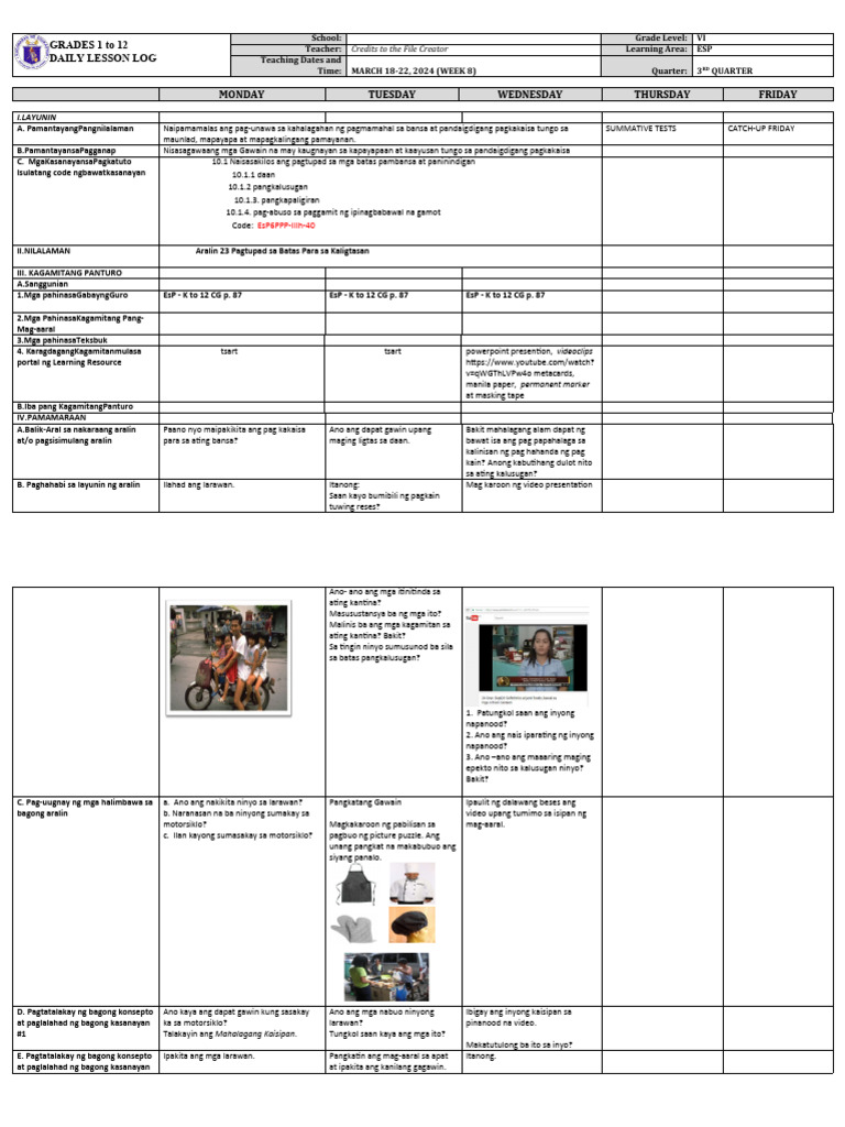 DLL - Esp 6 - Q3 - W8 | PDF