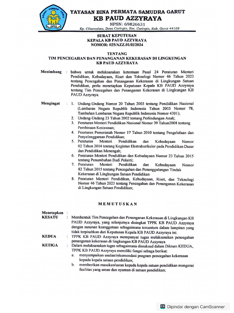 SK TPPK (KB PAUD Azzyraya) | PDF