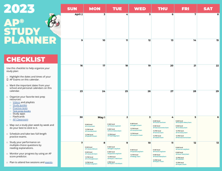 2023 AP Study Planner April May Fill in The Blank | PDF | Science ...