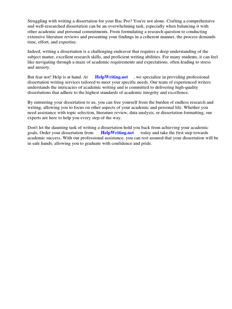 Exemple Dissertation Bac Pro | PDF