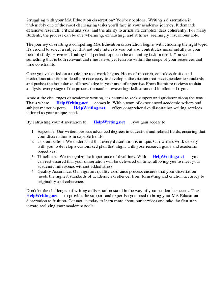 Ma Education Dissertation Ideas | PDF | Thesis | Expert