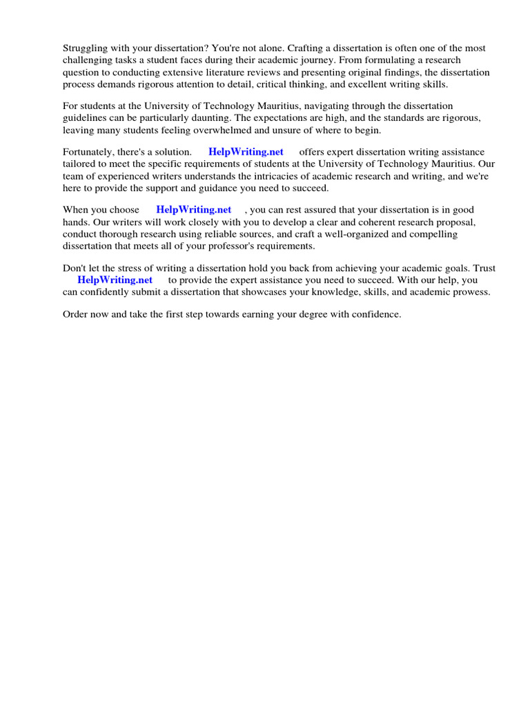 Dissertation Guidelines University of Technology Mauritius | PDF | Thesis | Human Communication