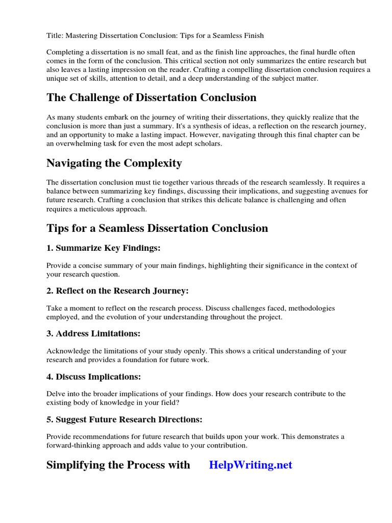 Dissertation Conclusion Tips Pdf Thesis Methodology