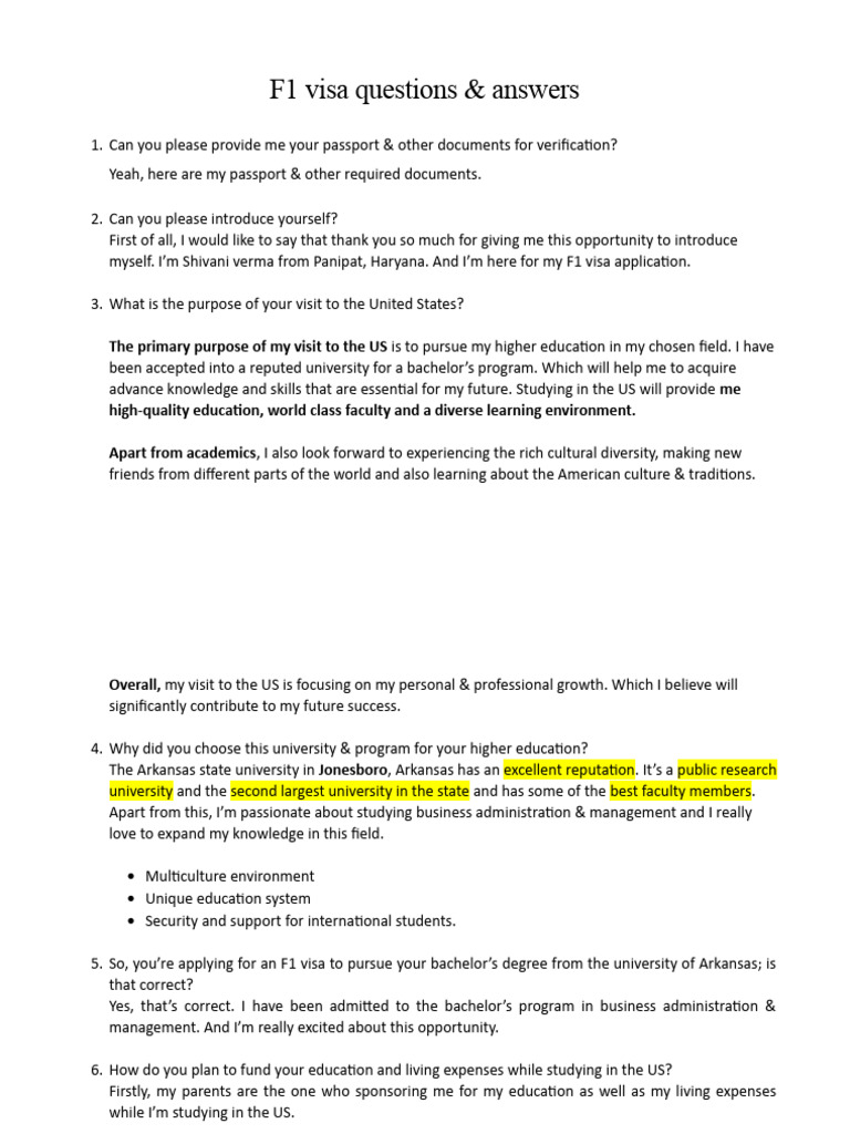F1 Visa Questions | PDF | University | Travel Visa
