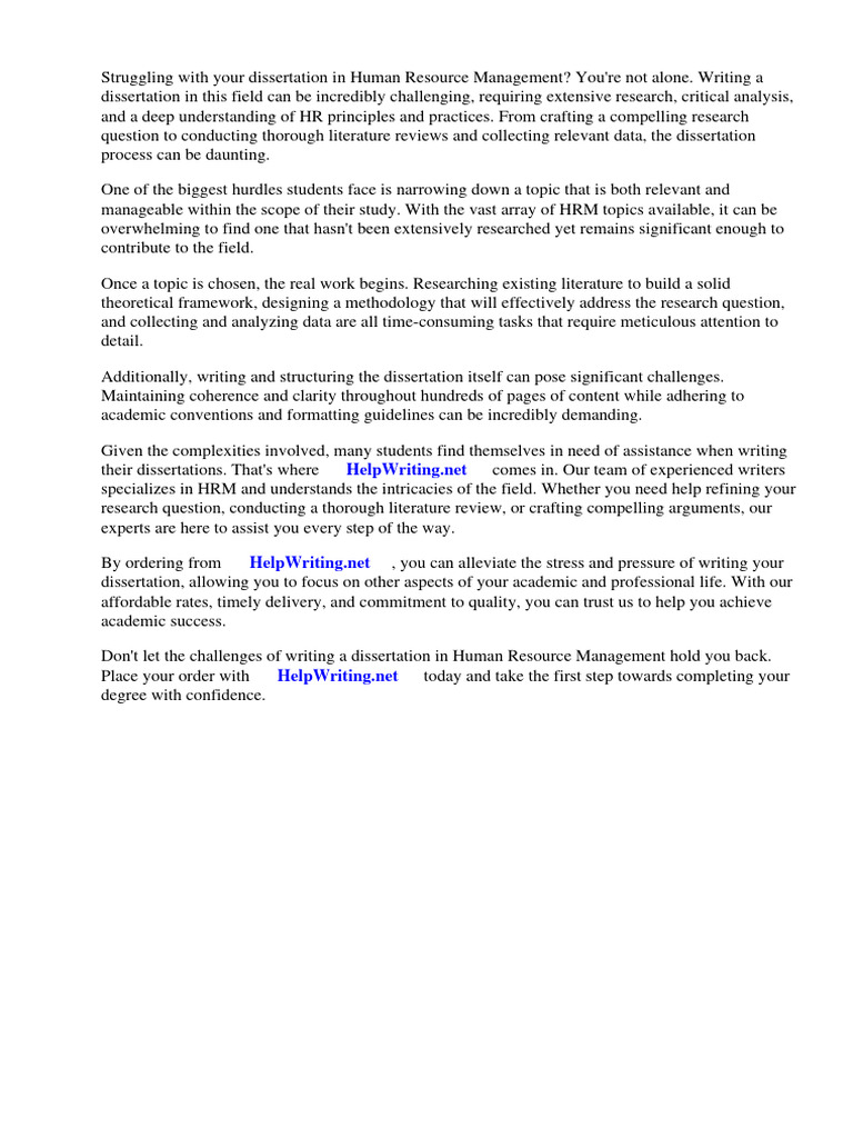 Dissertation Ideas For Human Resource Management | PDF | Human Resource Management | Thesis