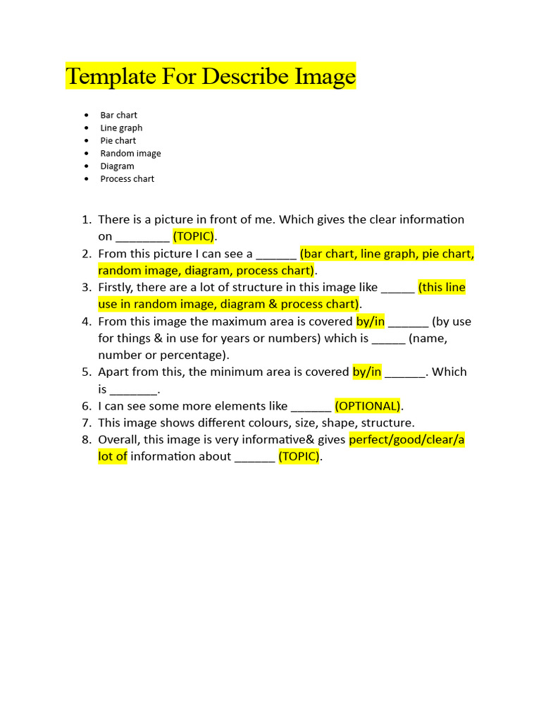 Describe Image Template Guide | PDF