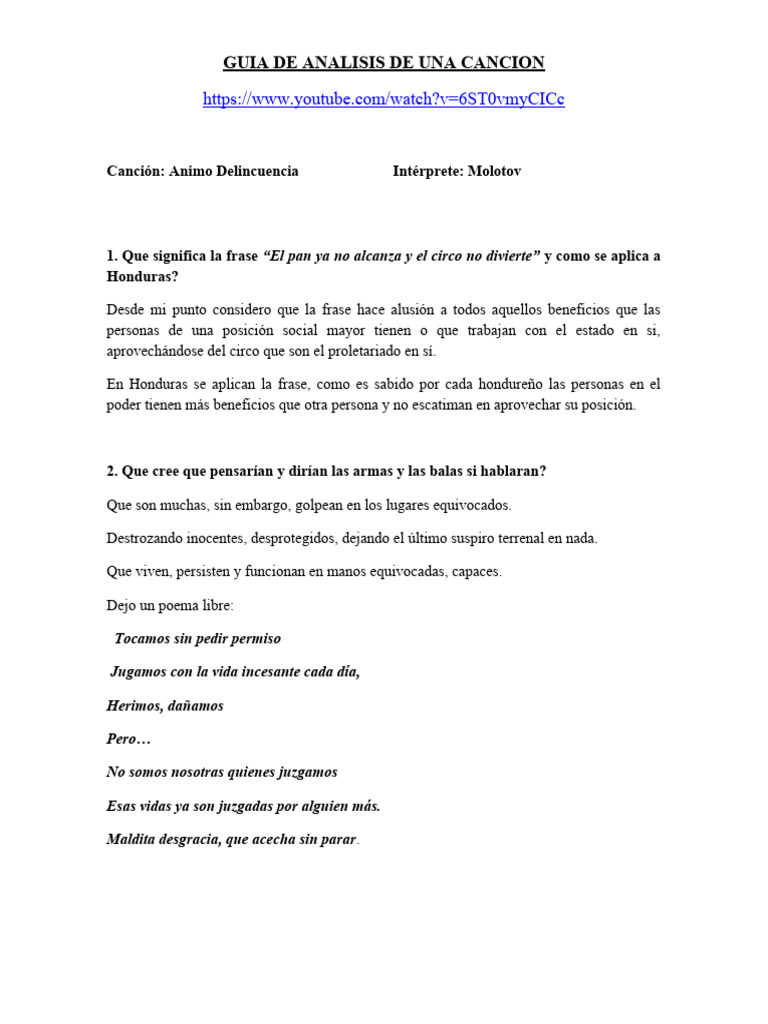 Guia de Analisis de Una Cancion | PDF