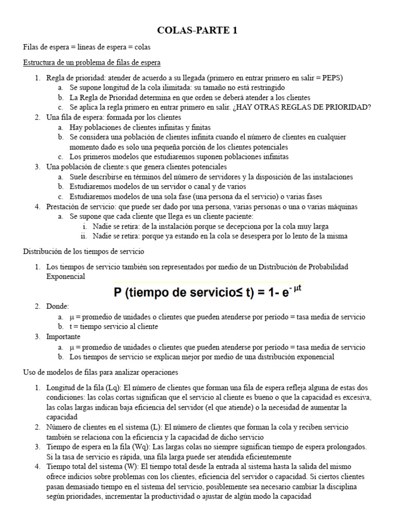 FORMULAS MM1 y MMS | PDF