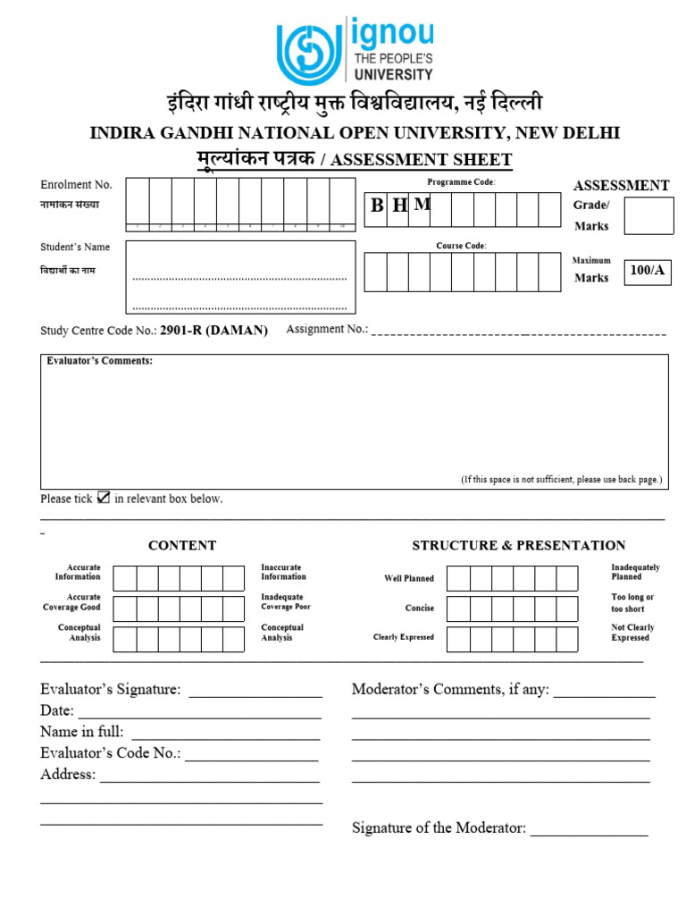 BHM Format For Tutor Marked Assignments (TMA) Submission ASSESSMENT ...