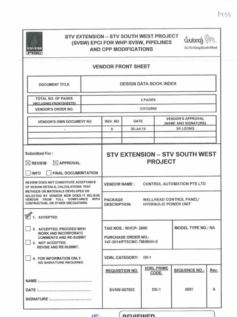 SVSW-007002-DD-1-0001 Rev A Design Data Book Index - Code 1 | PDF