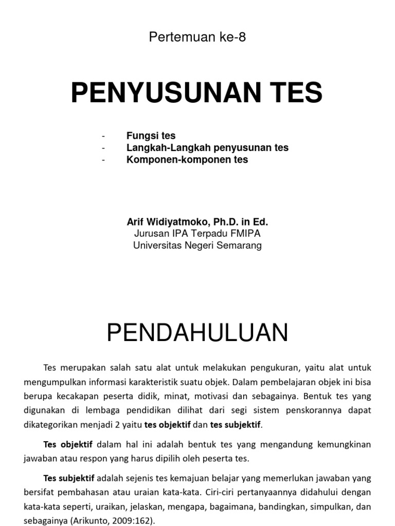 Penyusunan Tes | PDF | Seni | Sains & Matematika