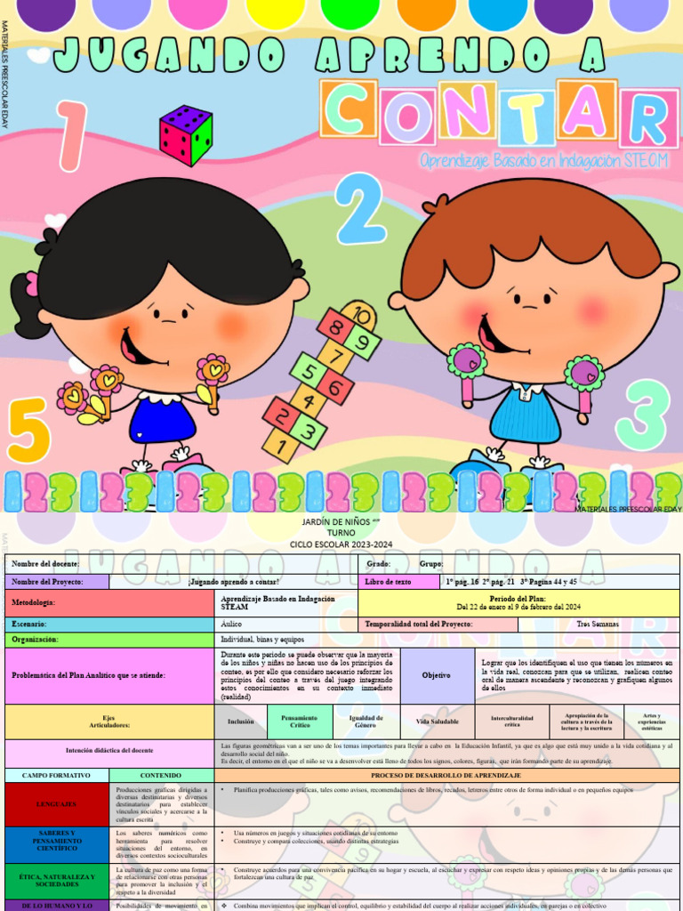 Plan Contando Aprendo A Contar Eday | PDF | Educación de la primera infancia