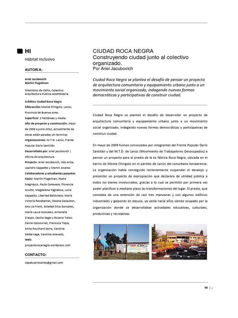 Proyecto Ciudad Roca Negra: Arquitectura Comunitaria | PDF | Arquitecto ...