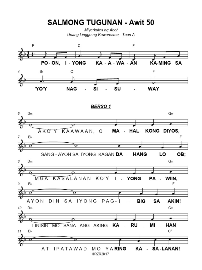 Key of F - Miyerkules NG Abo - Unang Linggo NG Kuwaresma A - SALMONG ...