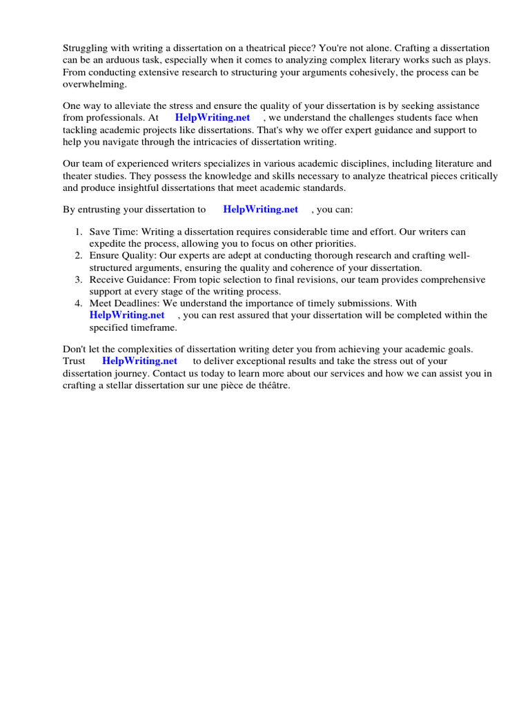 Dissertation Sur Une Piece de Theatre | PDF | Thesis | Scribd